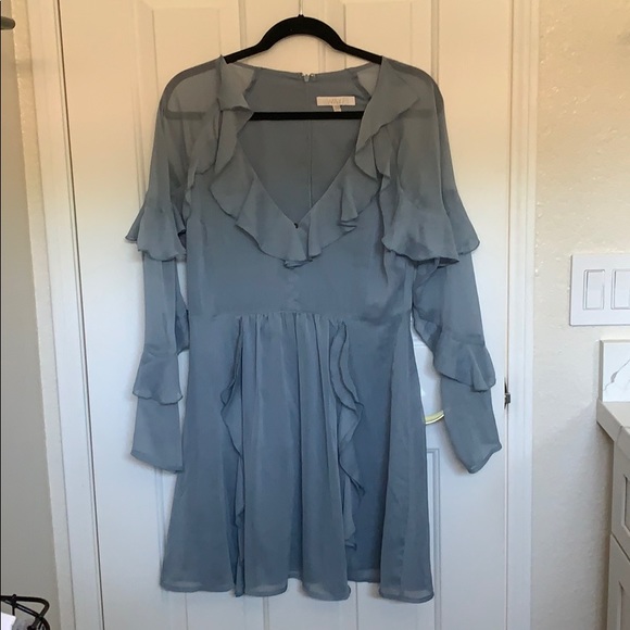 Wayf | Dresses | Wayf Chiffon Dusty Blue Dress L | Poshmark